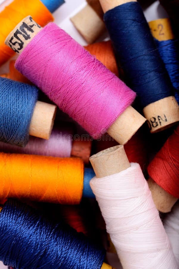 Thread Spools in Box Container Stock Photo - Image of hobby, clothing ...