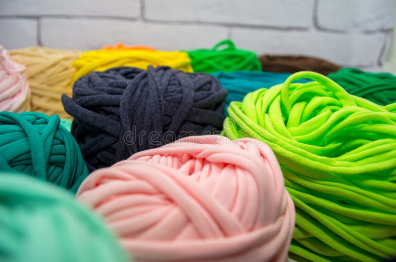 Background of Multi-colored Balls of Yarn and Thread Stock Photo ...