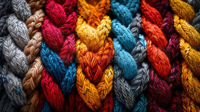 Background of Multi-colored Braided Ropes of Bright Colors, Same Width ...