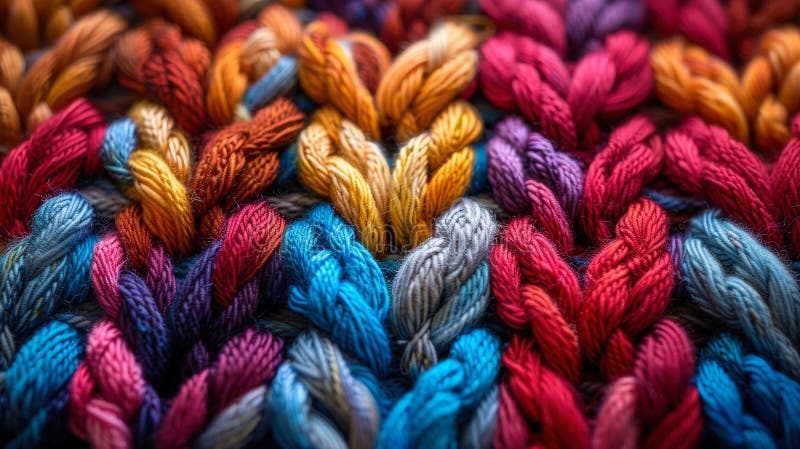 Background of Multi-colored Braided Ropes of Bright Colors, Same Width ...
