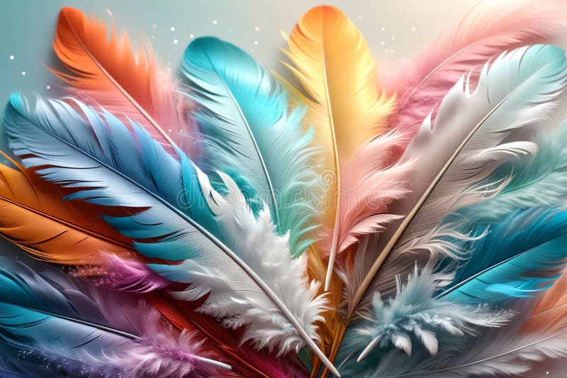 Background of Multi-colored Feathers, Pastel Colors Stock Photo - Image ...