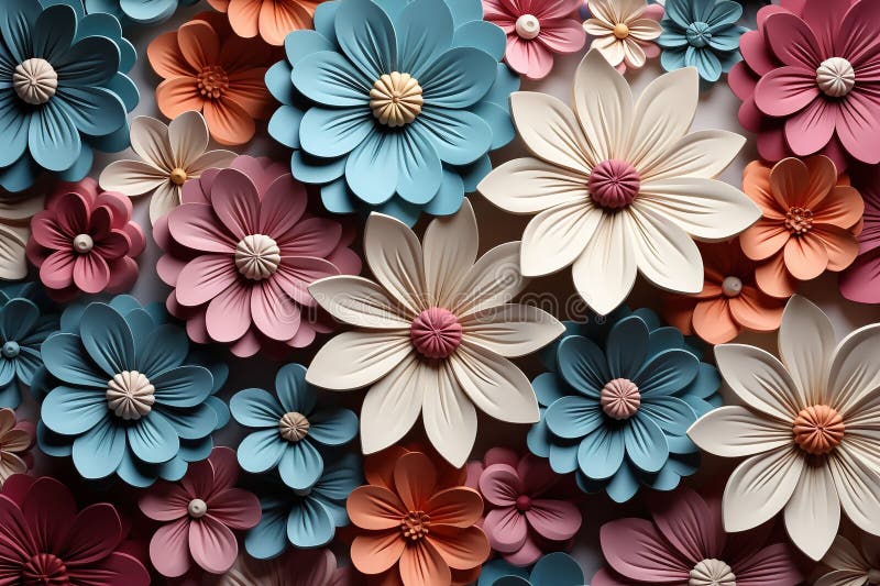 Background of Multi-colored Flowers Cut Out of Paper. Generated by ...