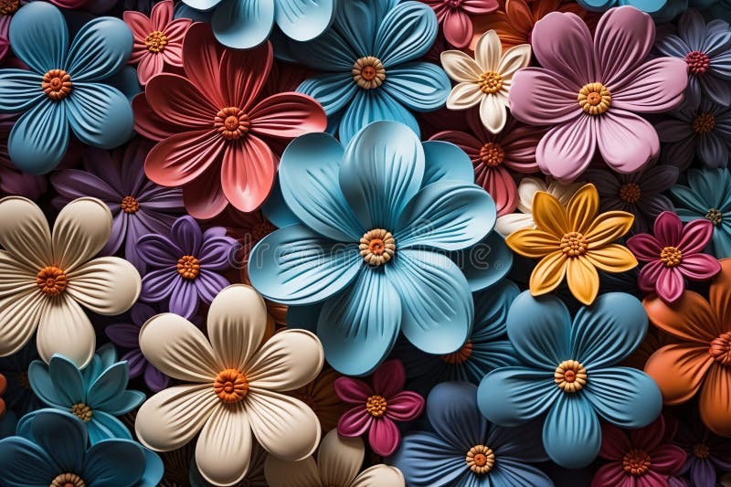 Background of Multi-colored Flowers Cut Out of Paper. Generated by ...