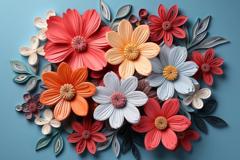 Background of Multi-colored Flowers Cut Out of Paper. Generated by ...