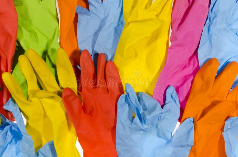 Background of Multi-colored Latex Gloves. Stock Image - Image of glove ...