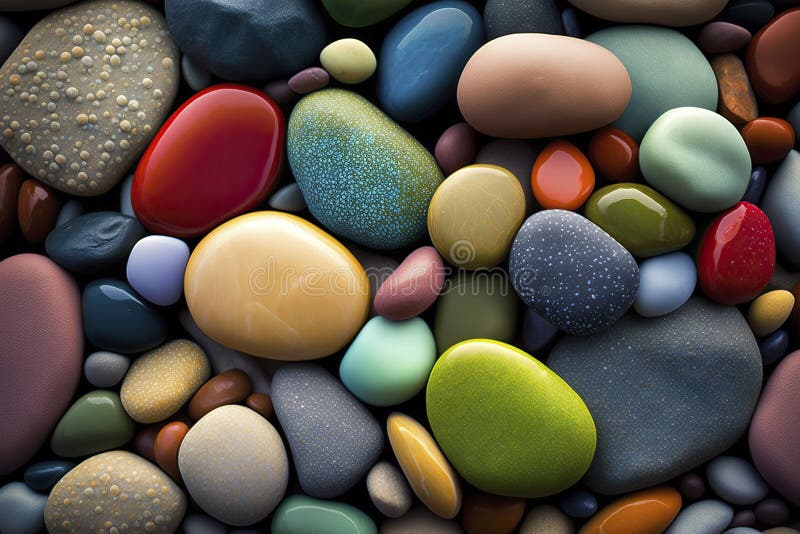 Background of Multi-colored Pebbles. Generative AI Stock Illustration ...