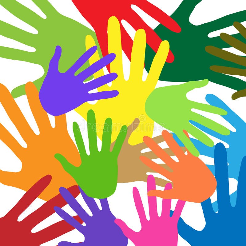 Background of Multi-colored Prints of Hands. Colored Palms Stock ...