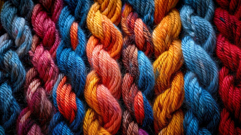 Background of Multi-colored Twisted Ropes of Bright Colors, Same Width ...