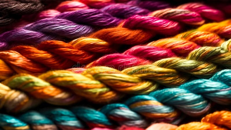 Background of Multi-colored Twisted Threads, Generative AI. Stock Photo ...