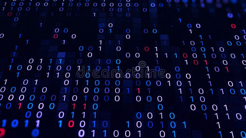 Binary Numbers Inside Computer Code Motion Hacker Background With Noise And Binary Numbers