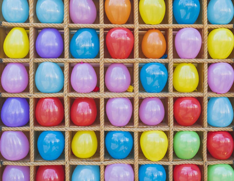 Background of Multicolored Real Balloons in a Row, Close-up. Pattern of ...