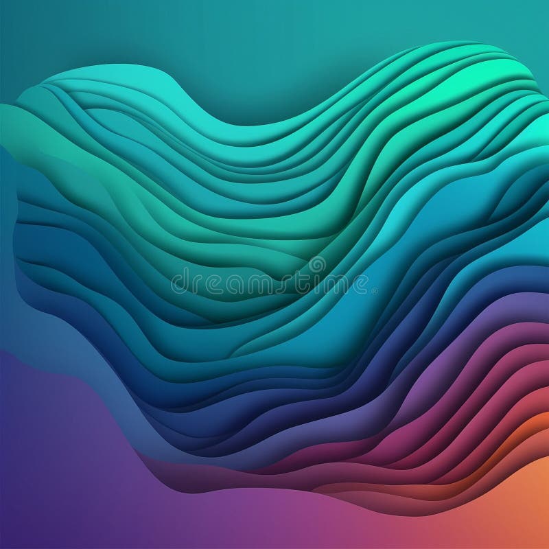 Background with Multicolored Waves in the Style of Paper Craft Stock ...