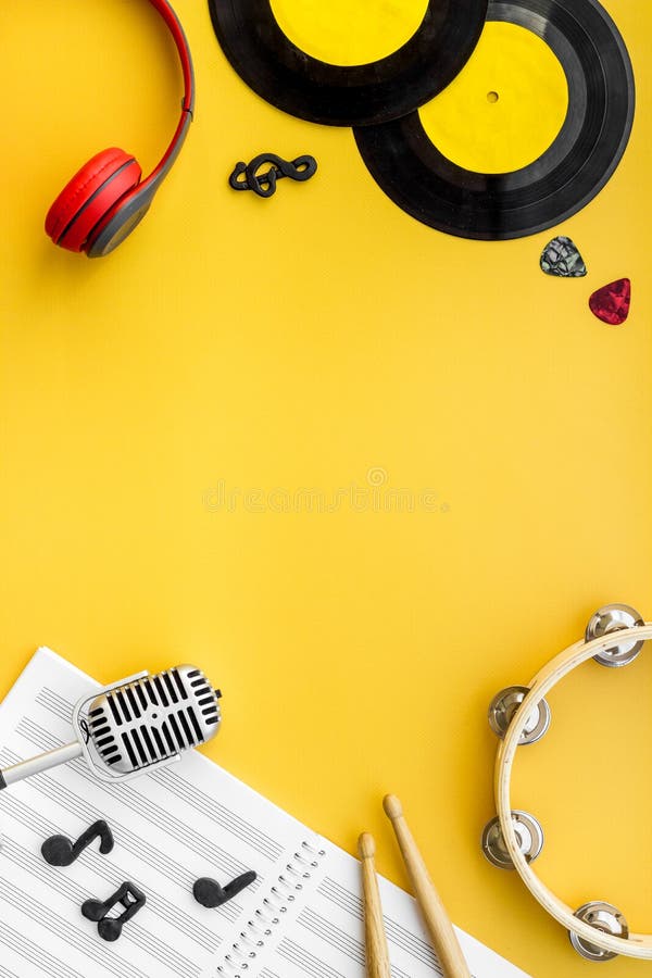 Background Music Flat Design - Instruments, Microphone and Headphones ...