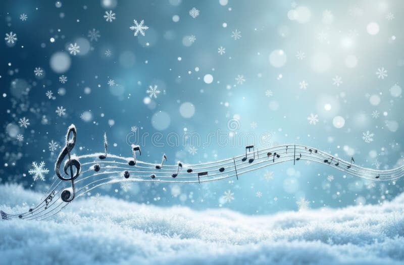 Background of Music Notes in the Snow at 3-11-2024 Stock Illustration ...