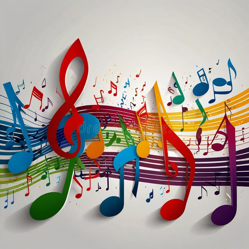 Illustration of Colorful Music Notes on White Background Stock ...