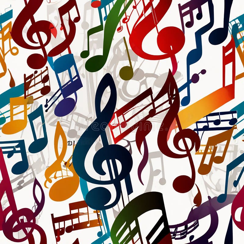 Illustration of Colorful Music Notes on White Background Stock ...