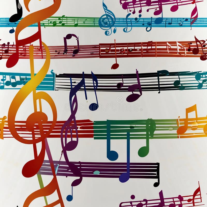 Illustration of Colorful Music Notes on White Background Stock ...