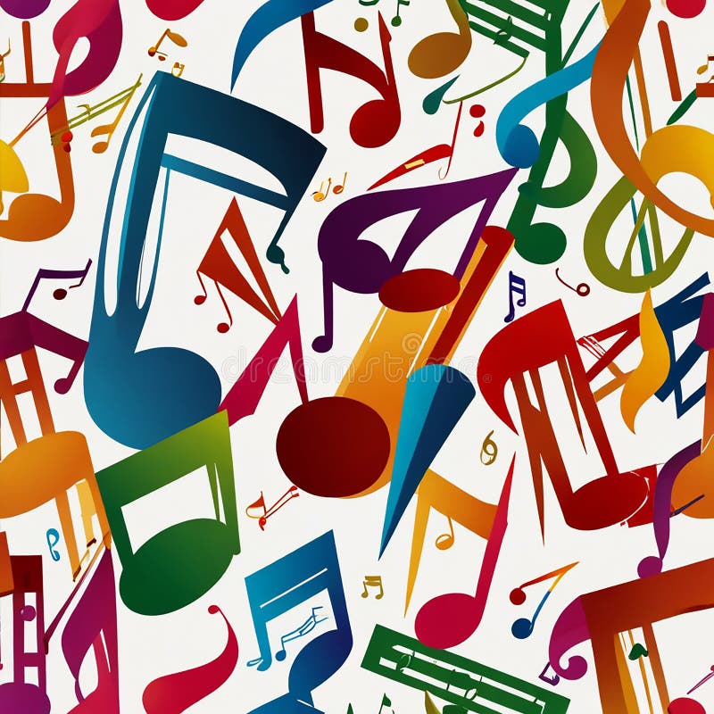 Illustration of Colorful Music Notes on White Background Stock ...