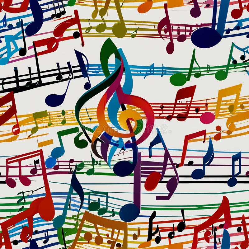 Illustration of Colorful Music Notes on White Background Stock ...