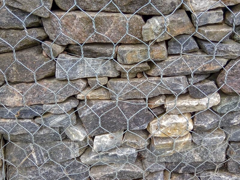 Background of Natural Gray Stone Tightened with Mesh Stock Image ...