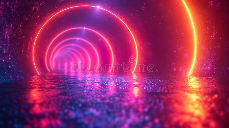 The Background with Neon Abstract Circles, Creating a Sense of Visual ...