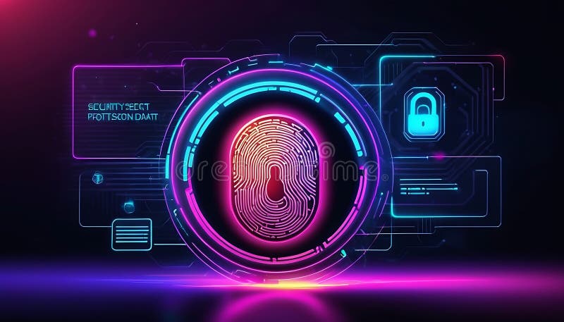 Neon Fingerprint Identity Wallpaper Stock Illustration - Illustration ...