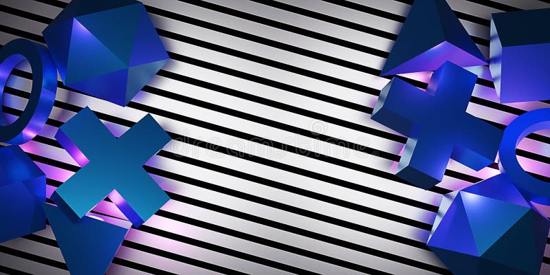 Background Neon Game Symbols Technology and with Neon Triangles Game ...