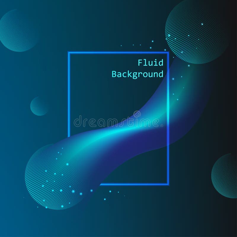 Background Image with Square Frame in Neon Light Style. Liquid Flow ...
