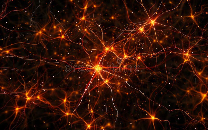A Background with a Network of Neurons Firing Bright Synapses ...
