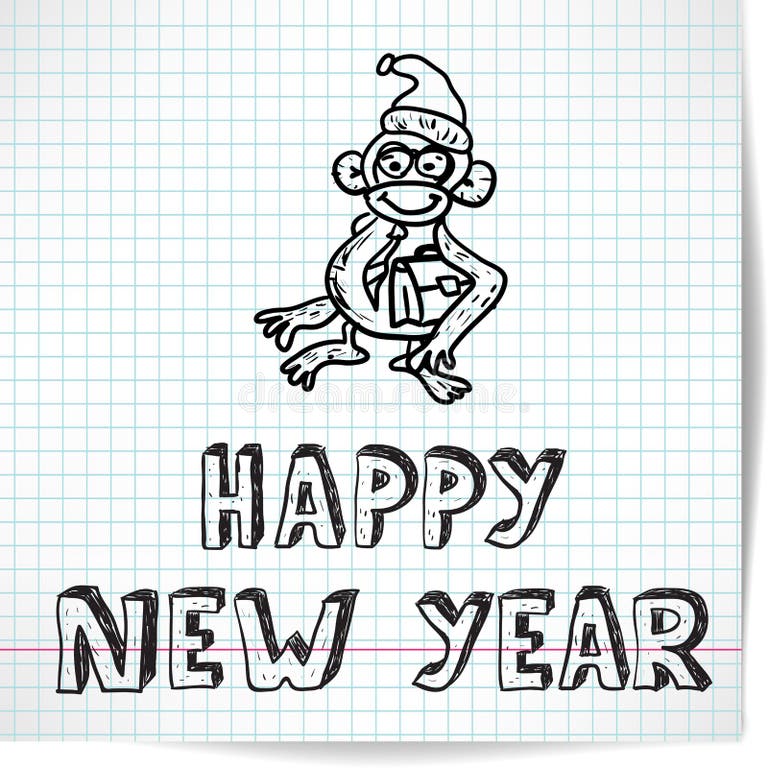 Background for a New Year Theme with Monkey 2016 on a Checkered Stock ...