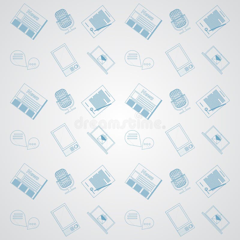 Seamless Pattern with Journalism Icons. Stock Vector - Illustration of ...