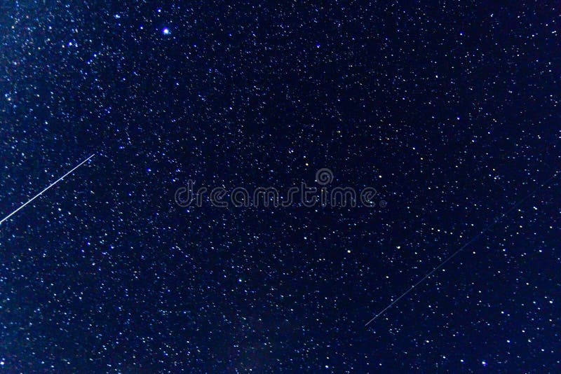 Background of the Night Sky with Many Stars. Satellite Trajectory Stock ...