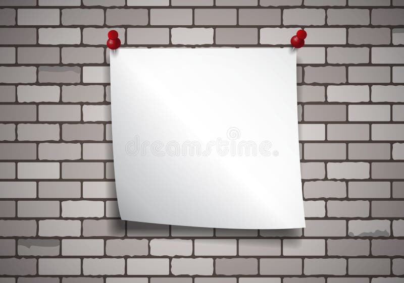 Background with Note Paper on a Brick Wall Stock Vector - Illustration ...