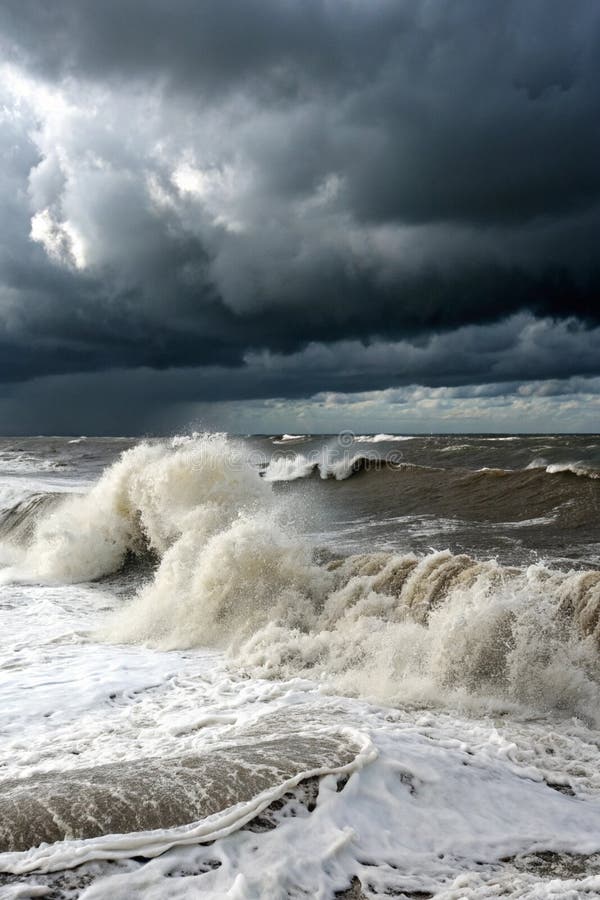 Background Ocean Storm with Waves and Clouds Stock Illustration ...