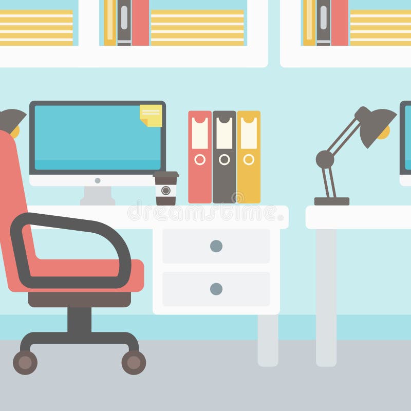 Background of Office Workplace. Stock Vector - Illustration of cartoon ...