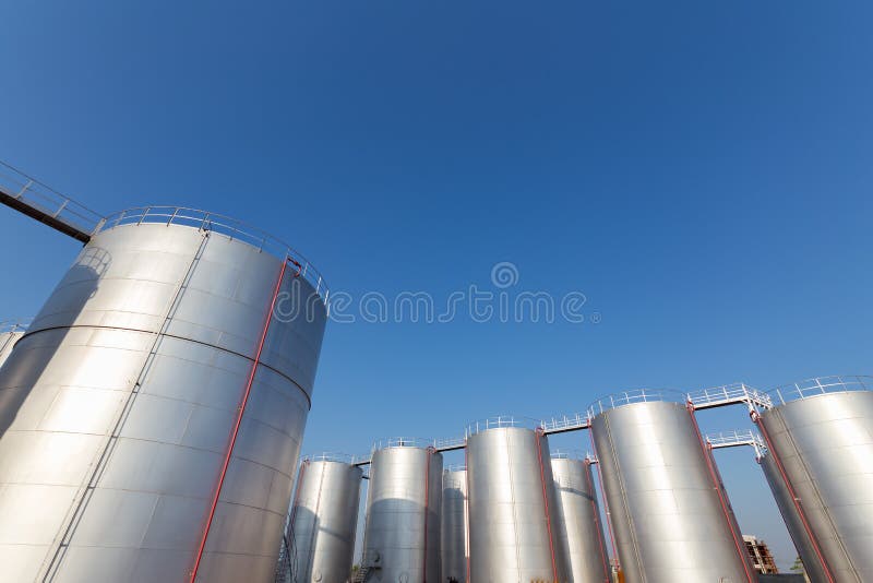 Oil Tank in the Blue Sky Background Stock Photo - Image of tank ...