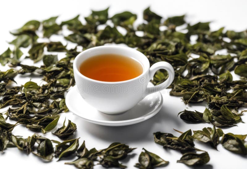 Background Olated Treebranch Tea Leaf Plant White Stem Green Natural ...