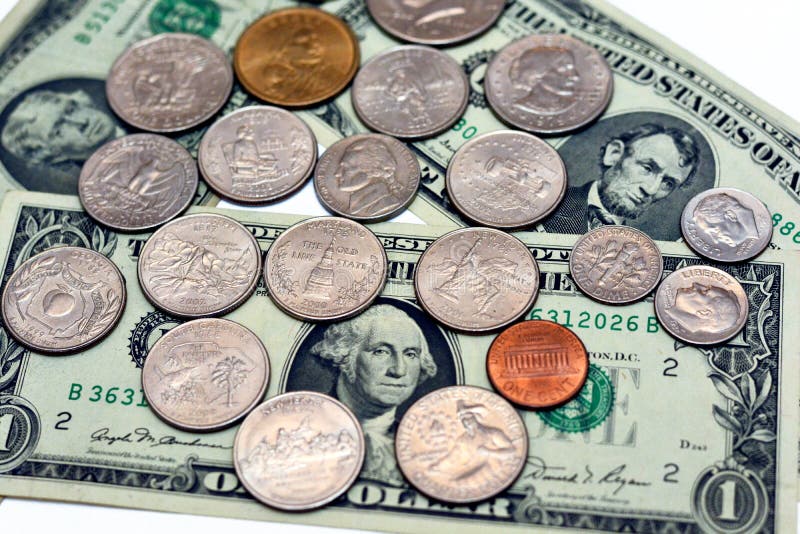 Background of Old American Dollars Banknotes of Different Values with ...