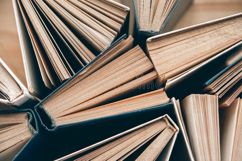 Background from Old Books in the Library, Close-up. Stock Photo - Image ...