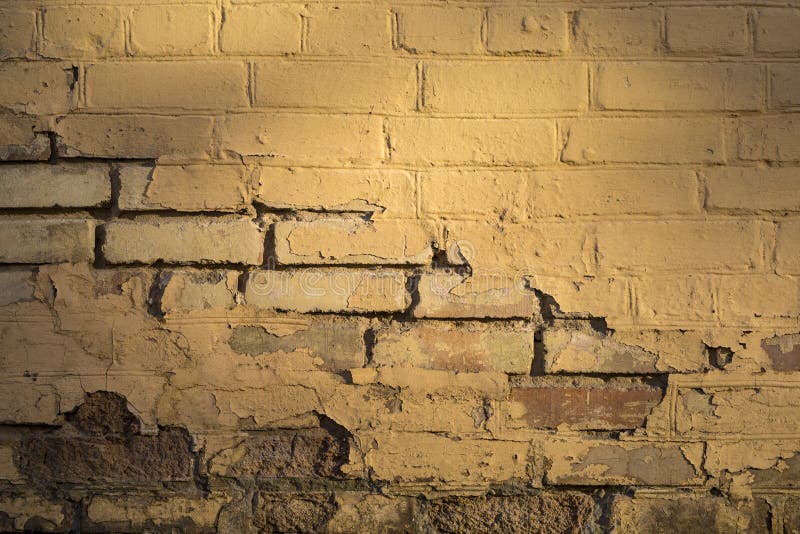 Background of Old Brick Wall with Falling Off Brown Paint. Old Vintage ...