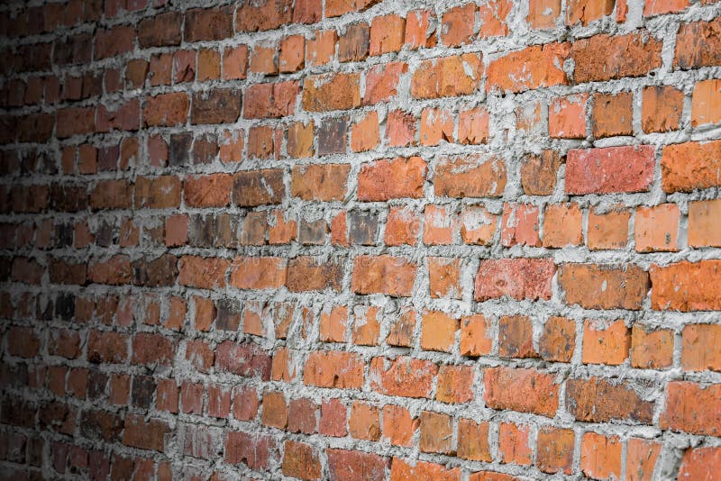 Perspective, Side View Of Old Red Brick Wall Texture Background Stock ...
