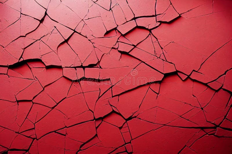 Background with Old Distressed Cracked Red Concrete Wall. Vintage ...