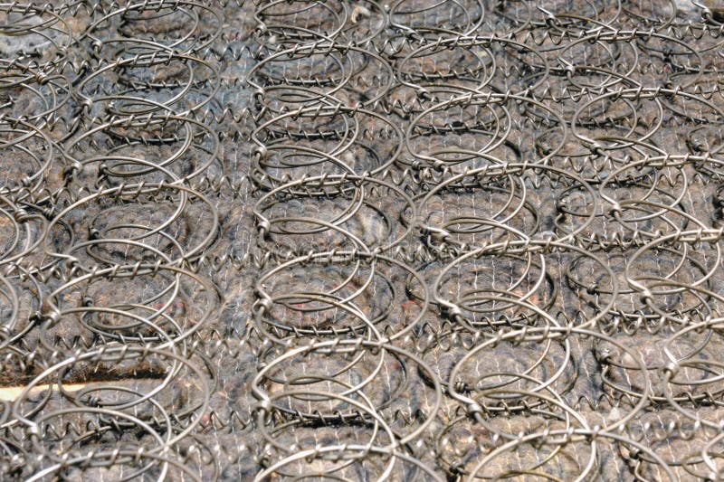 Background of Old Mattress Springs, Grey Bed Texture Close-up Stock ...