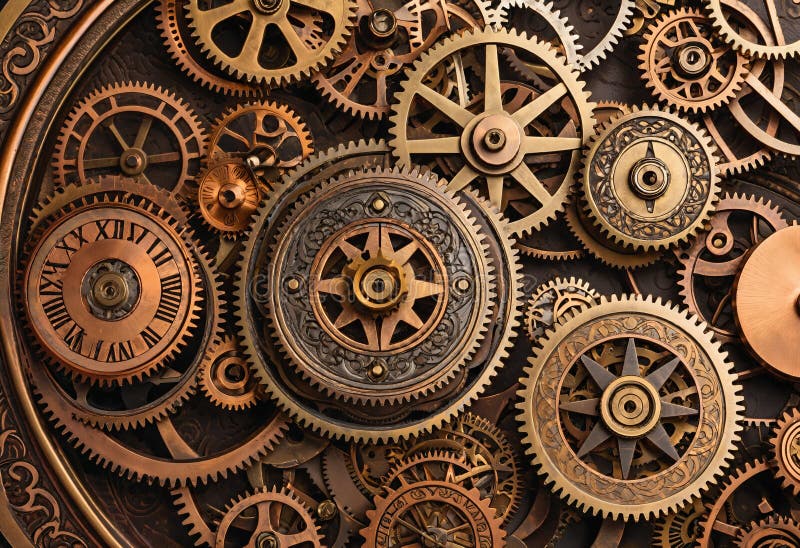 Background of an Old Mechanical Gears and Cogwheels. Clockwork ...