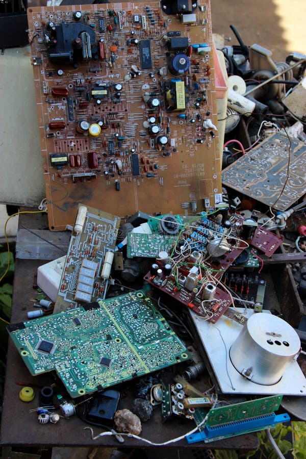 Background with Old Rare Electronic Components Randomly Decomposed ...