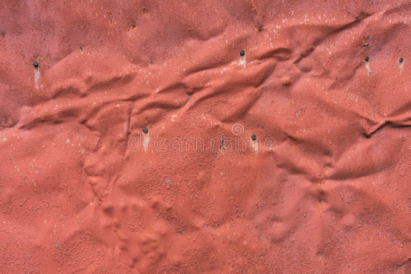 Background, Texture, Old Red Paint on Crumpled Metal Stock Photo ...