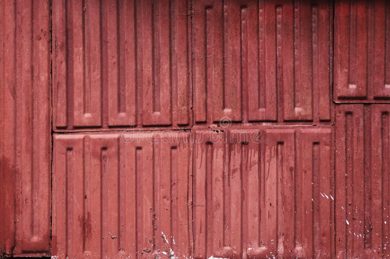 Background from Old Ribbed Metal Plates in Red Stock Image - Image of ...