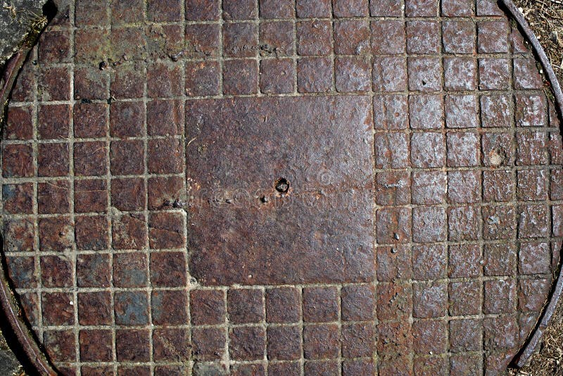Old rusty round iron hatch stock photo. Image of plate - 100045768