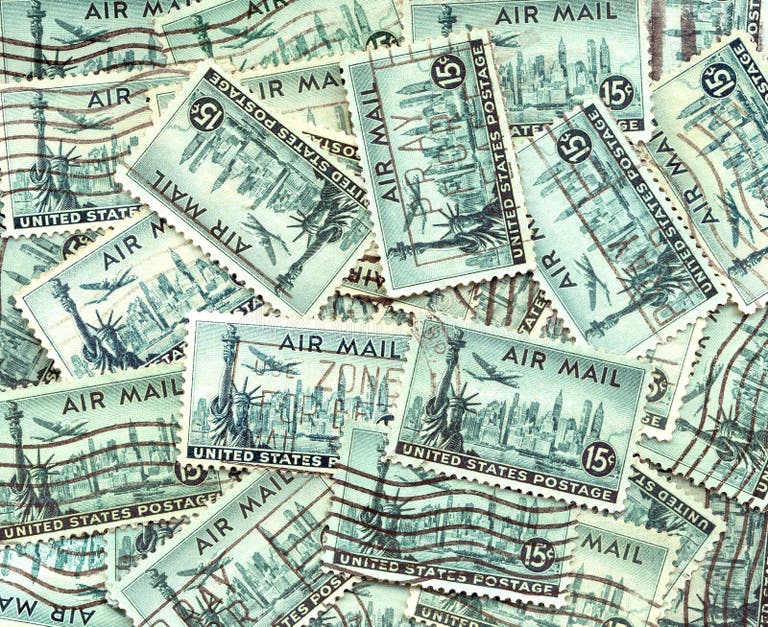 Background of Old U.S. Air Mail Postage Stamps Editorial Photo - Image ...