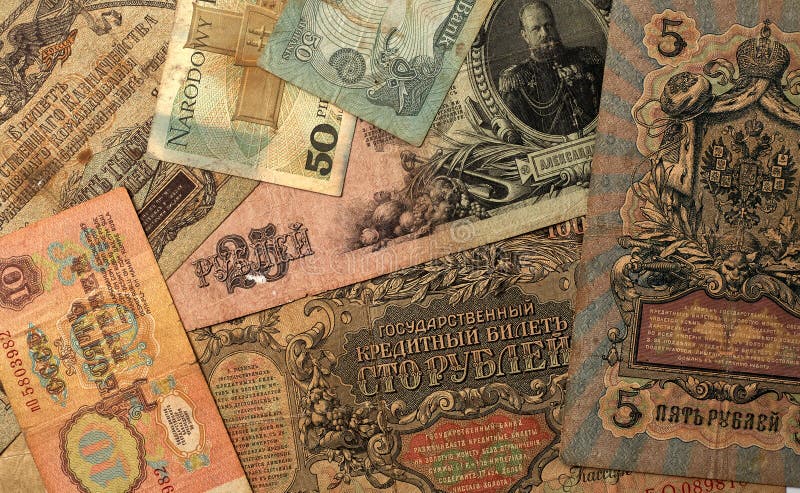 Background from Old Vintage Various Banknotes. Collectible Retro ...
